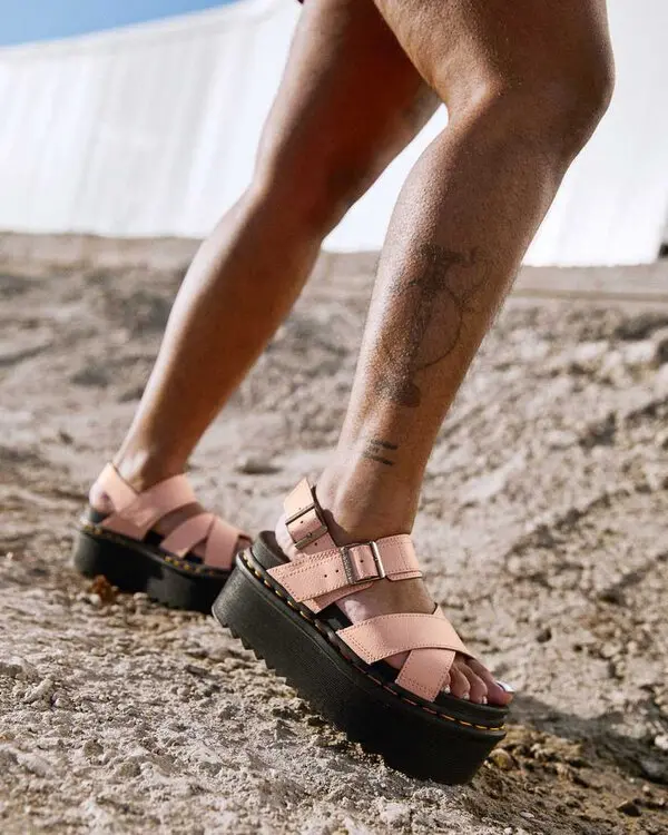 Dr. Martens Voss Ii Athena Leather Platform Sandals In Pink