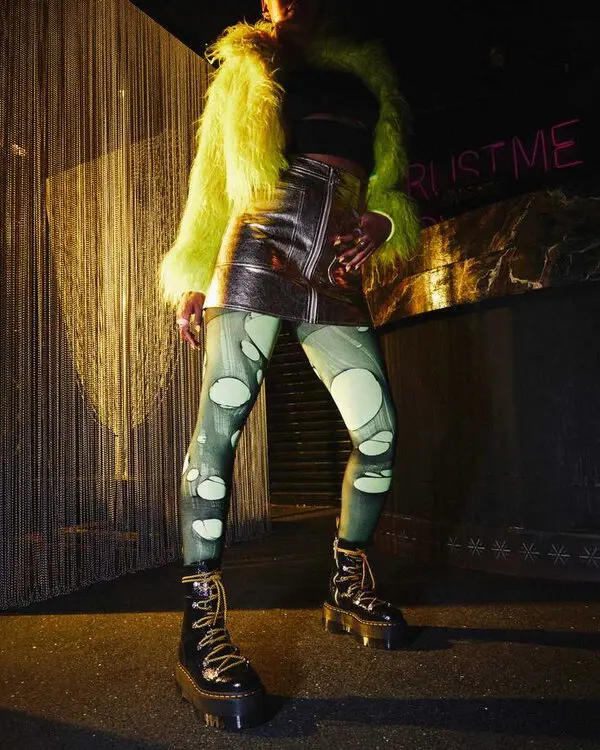 Dr. Martens Ghilana Max Distressed Patent Leather Platform Boots