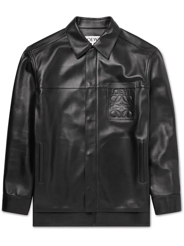Loewe Logo-debossed Leather Jacket