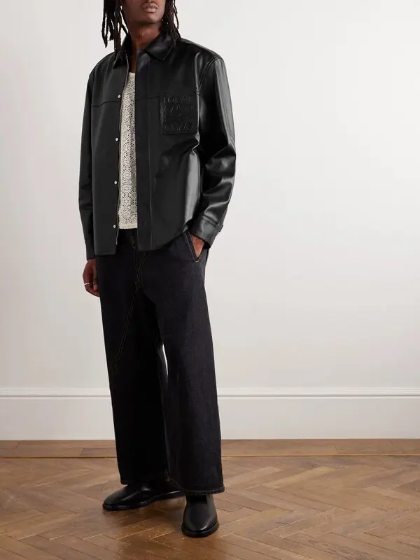 Loewe Logo-debossed Leather Jacket