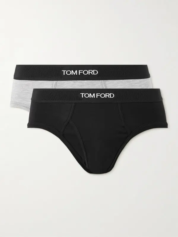 TOM FORD Two-pack Stretch-cotton And Modal-blend Briefs - Black