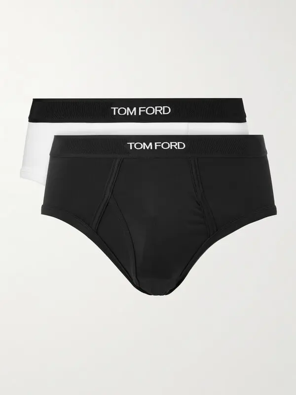 TOM FORD Two-pack Stretch-cotton And Modal-blend Briefs - Black