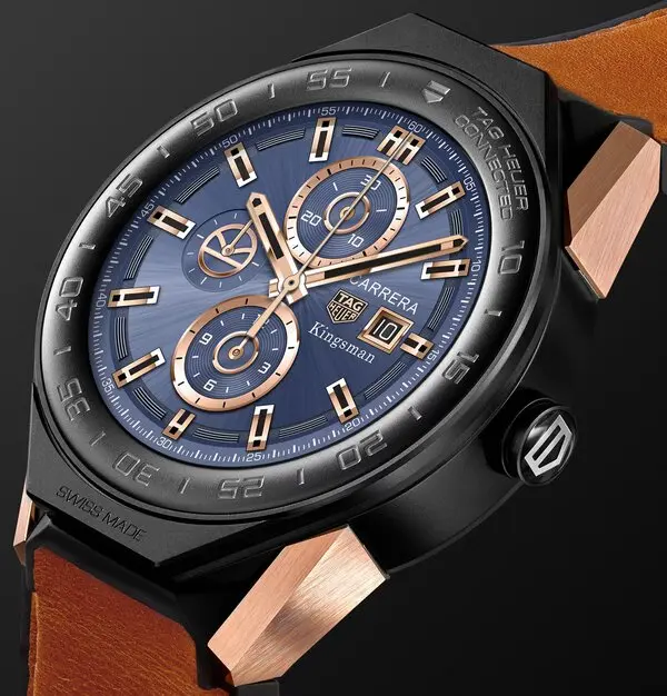 KINGSMAN X TAG HEUER Tag Heuer Connected Modular 45mm Ceramic And Leather Smart Watch