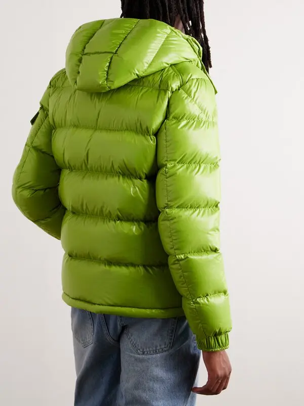 Moncler Maya Logo-appliquéd Quilted Glossed-shell Hooded Down Jacket - Green