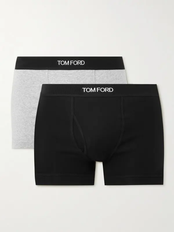 TOM FORD Two-pack Stretch-cotton Jersey Boxer Briefs - Black