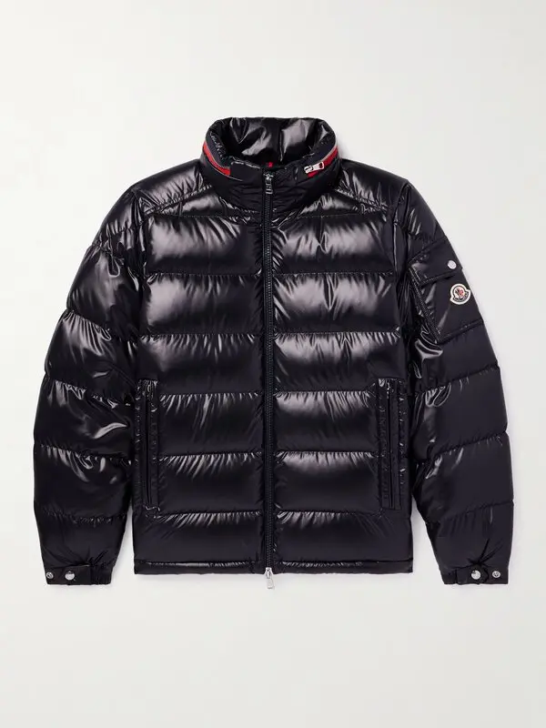 Moncler Bourne Quilted Shell Down Jacket With Logo - Blue