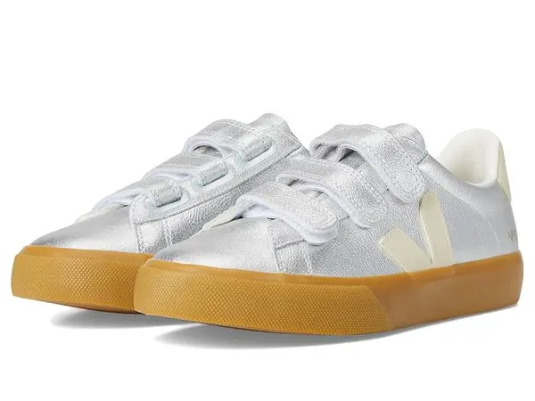 VEJA Recife Metallic Leather Sneakers With Hook-and-loop Closures