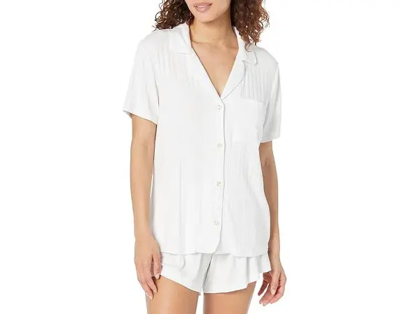 Eberjey Gisele Rib Relaxed Shorts Pj Set Pajama Sets - White