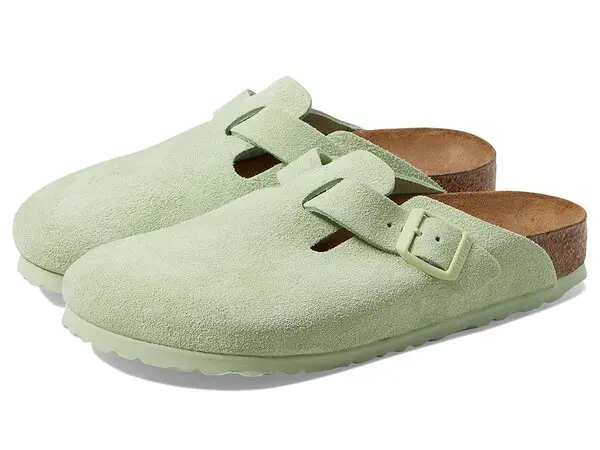 BIRKENSTOCK Boston Soft Footbed Suede Clogs - Green