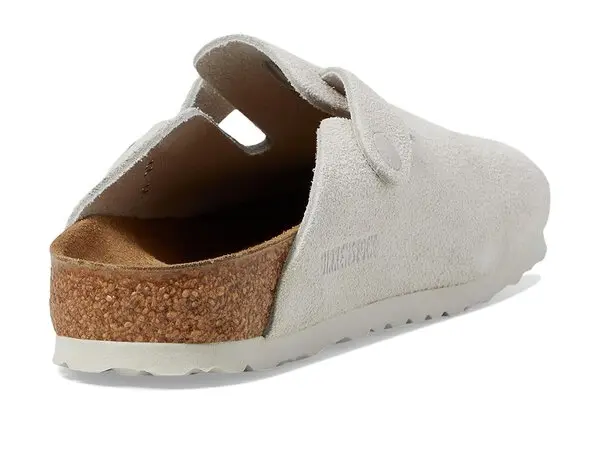 BIRKENSTOCK Boston Clog Soft Footbed Suede Mule Shoes - White
