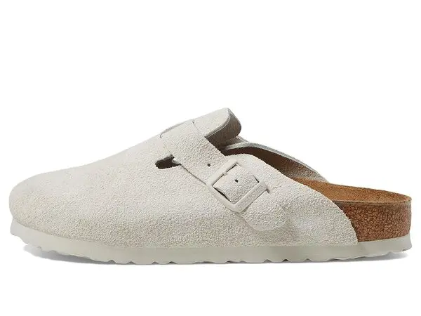 BIRKENSTOCK Boston Clog Soft Footbed Suede Mule Shoes - White