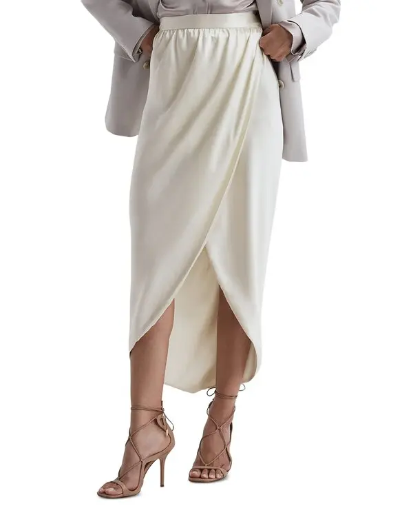 REISS Tyra Silk Wrap Skirt