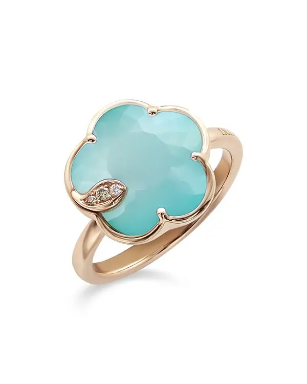 Pasquale Bruni 18k Rose Gold Petit Joli Turquoise, Moonstone And Diamond Ring - Blue/rose Gold
