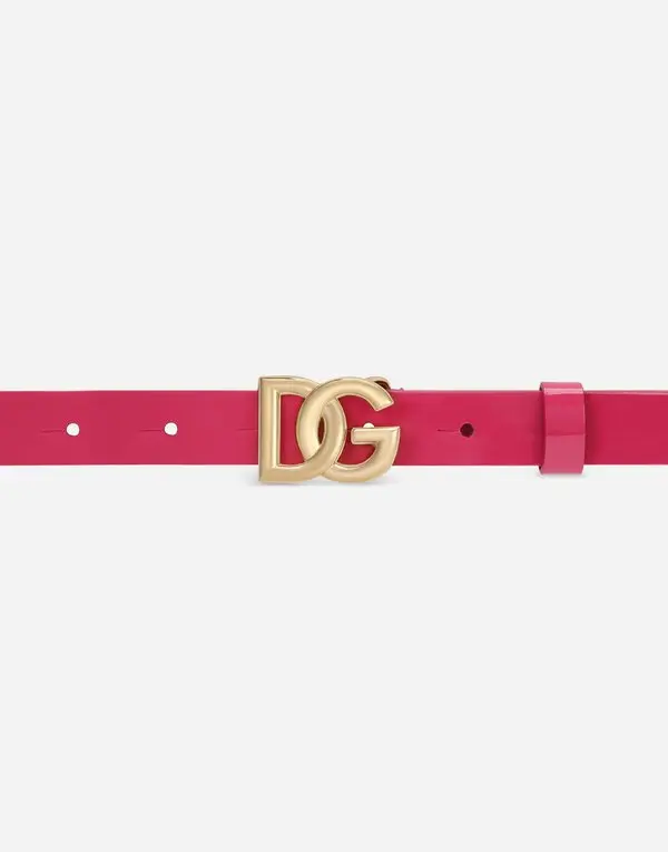Dolce & Gabbana Patent Leather Belt With Dg Logo Buckle