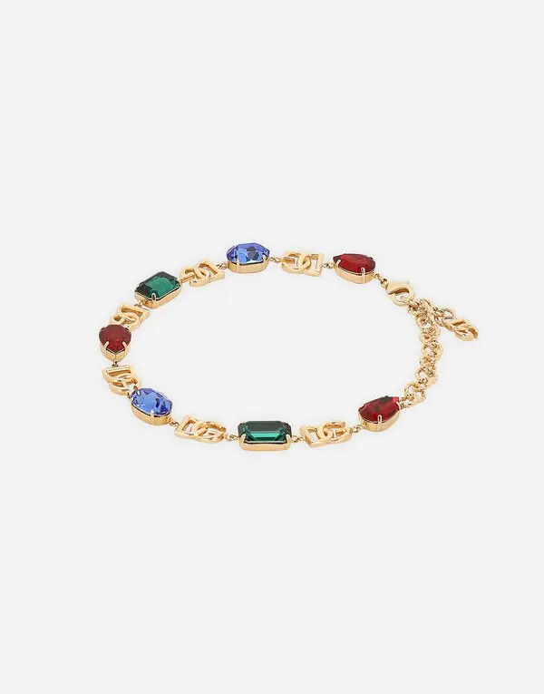 Dolce & Gabbana Link Choker With Dg Logo And Crystals - Multicolor