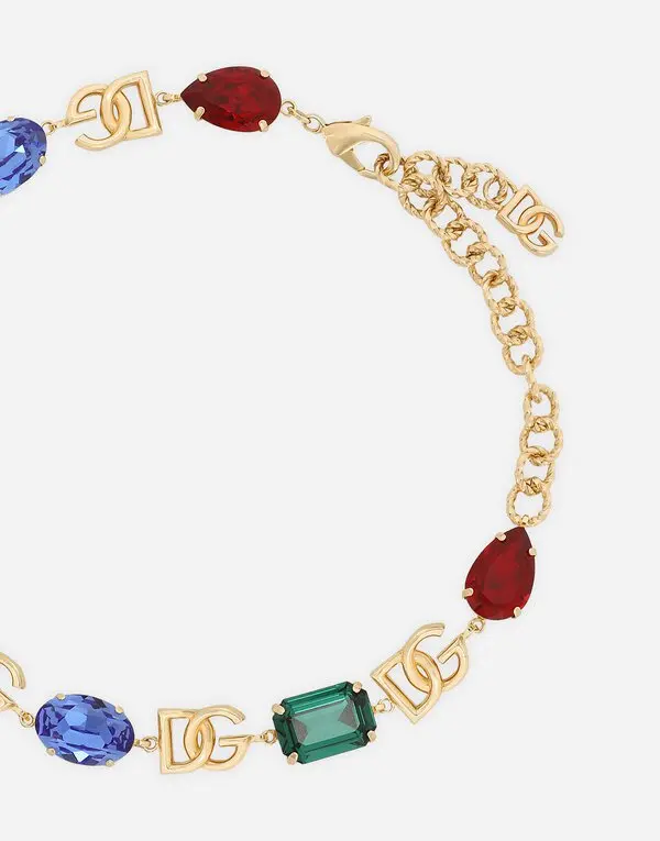 Dolce & Gabbana Link Choker With Dg Logo And Crystals - Multicolor