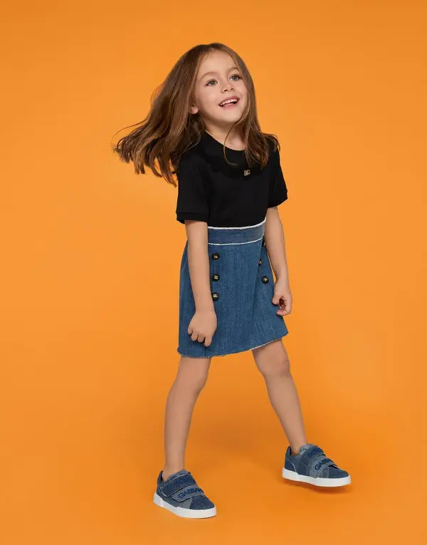 boots with denim dress Denim Detail Mini Dress Denim / Large