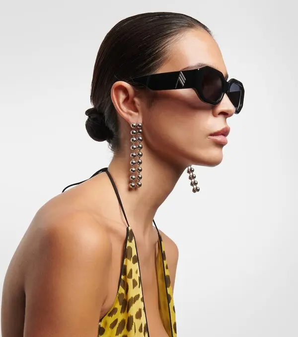 Attico X Linda Farrow Blake Rectangular Sunglasses - Black