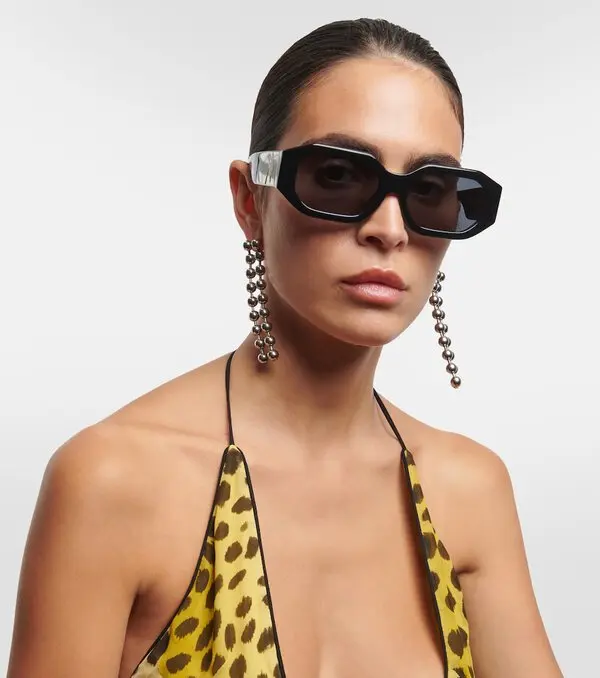 Attico X Linda Farrow Blake Rectangular Sunglasses - Black