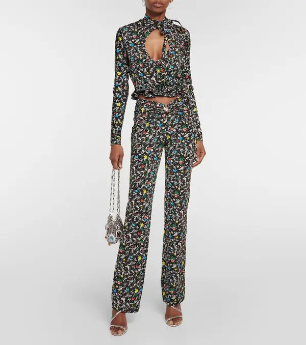 Rabanne Printed High-rise Crêpe Pants
