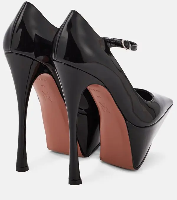 Amina Muaddi Patent Leather Pumps - Black