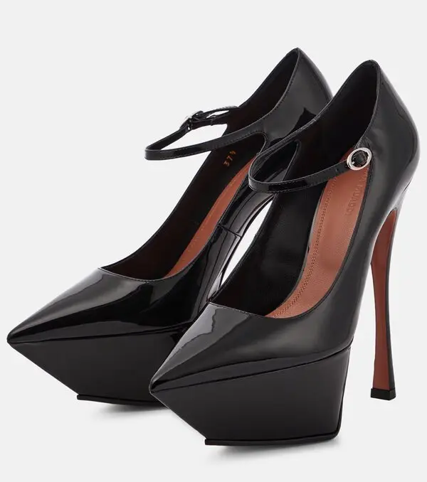 Amina Muaddi Patent Leather Pumps - Black