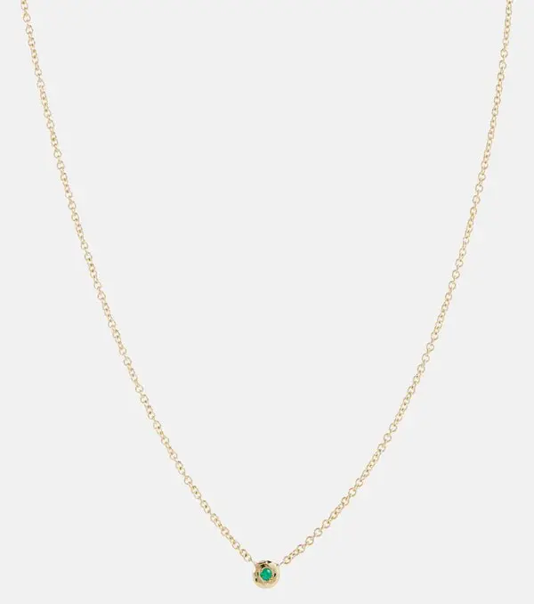 OCTAVIA ELIZABETH Nesting Gem Emerald Necklace - Gold
