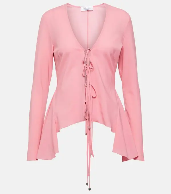 Blumarine Ruffled Wool-blend Blouse - Pink
