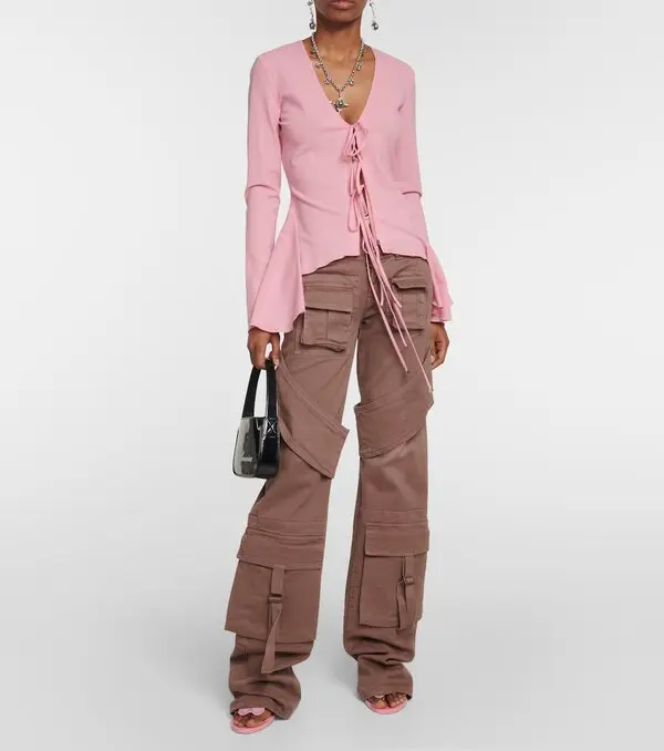 Blumarine Ruffled Wool-blend Blouse - Pink