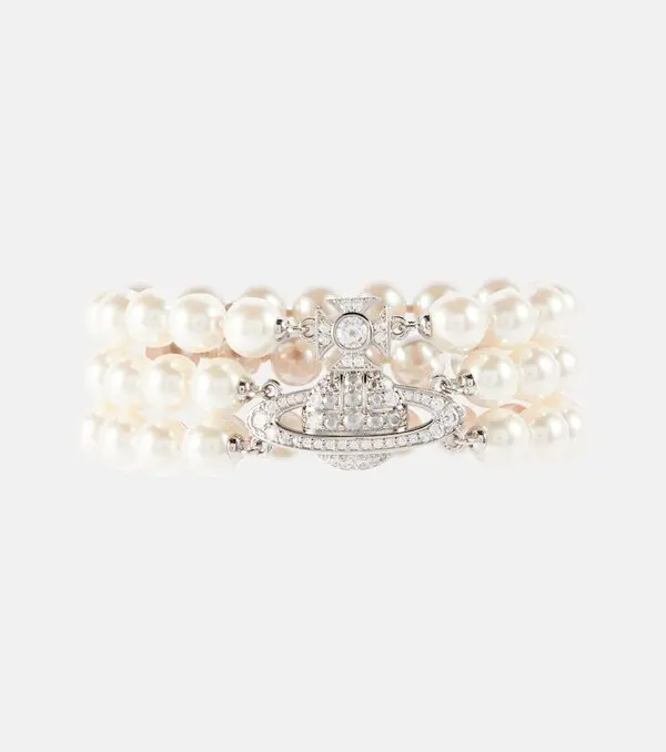 VIVIENNE WESTWOOD Graziella Embellished Faux Pearl Bracelet - Silver