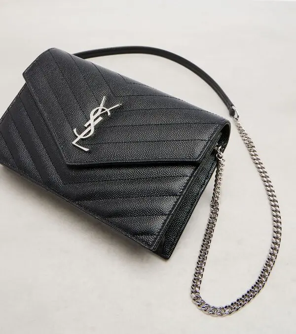 Saint Laurent Cassandre Matelassé Envelope Leather Wallet On Chain