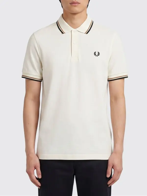 Fred Perry Cotton Polo Shirt With Logo - Ecru