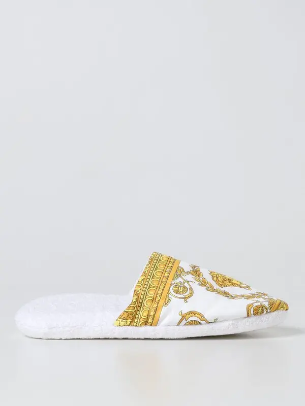 Versace Printed Sponge Slippers - White