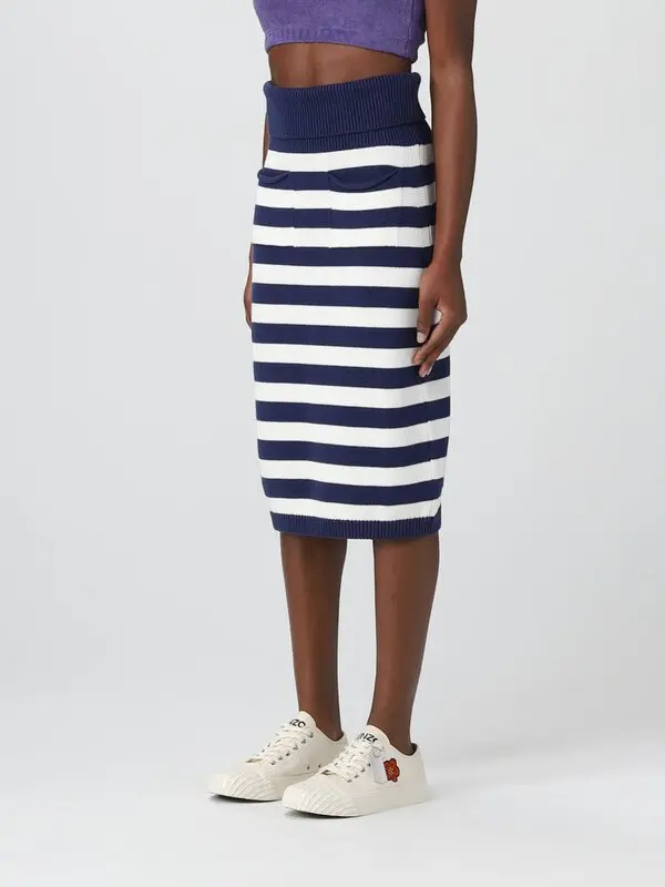 Kenzo Striped Knit Midi Skirt - Blue