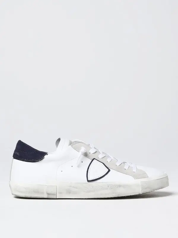 Philippe Model Leather Low-top Sneakers With Distressed Effect And Shield Logo