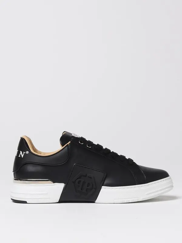 Philipp Plein Low-top Bovine Leather Trainers With Contrast Printed Logo