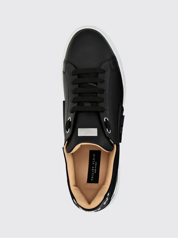 Philipp Plein Low-top Bovine Leather Trainers With Contrast Printed Logo
