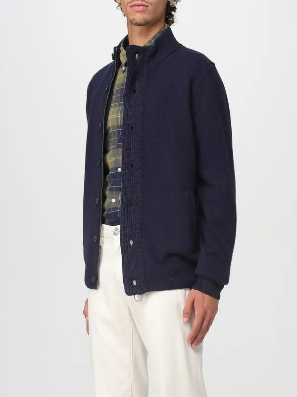Barbour Buttoned Sweater With Suede Elbow Patches