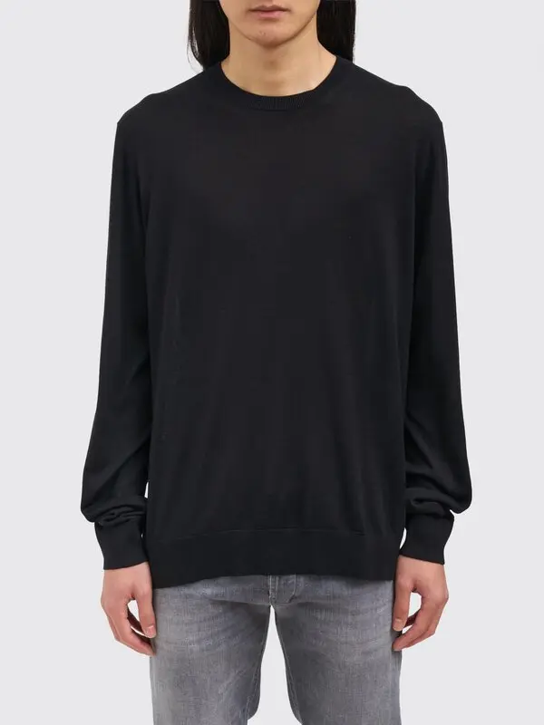 PAOLO PECORA Cotton And Silk Blend Long Sleeve Crewneck Jumper - Black