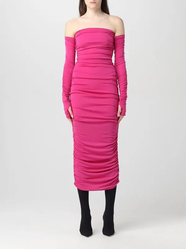 Andamane Off-the-shoulder Ruched Midi Dress - Cyclamen
