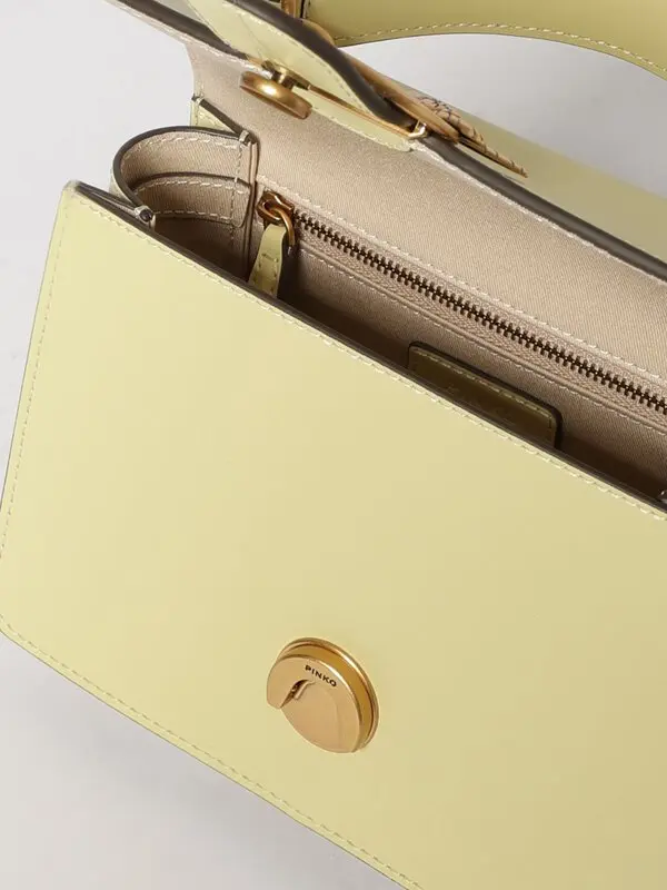 Pinko Mini Love Bag Monogram Calf Handbag With Logo - Yellow