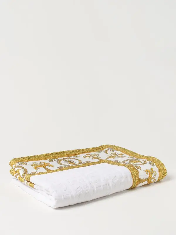 Versace Baroque Terry Cotton Beach Towel - White