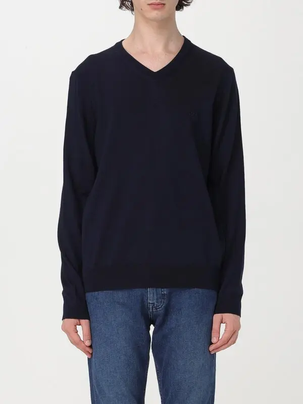 BOSS V-neck Fine Knit Sweater - Blue