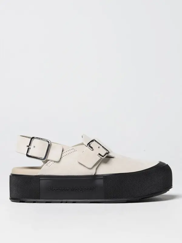 Alexander McQueen Suede Platform Mules - Beige