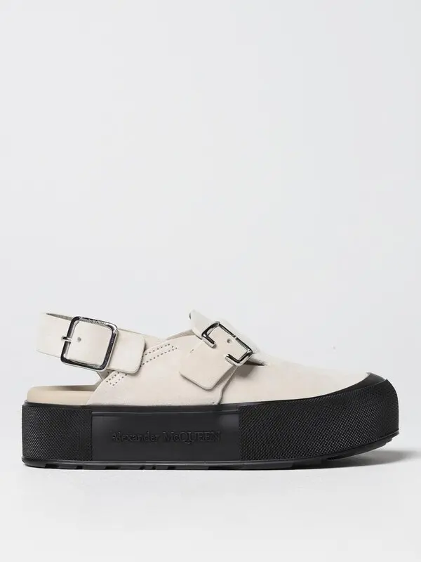 Alexander McQueen Suede Platform Mules - Beige