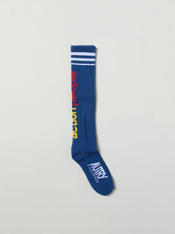 AUTRY Ribbed Cotton Calf Socks - Blue