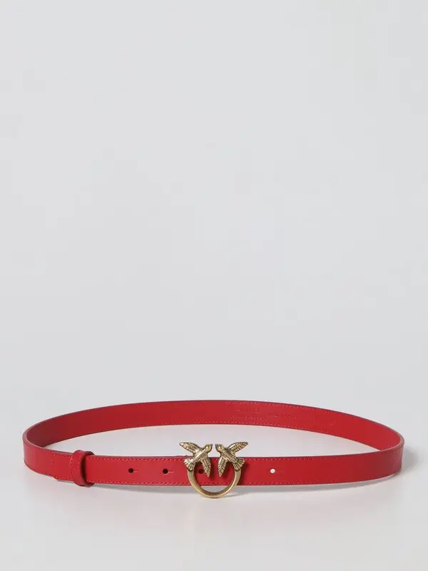 Pinko Skinny Belt With Bird Buckle - Red