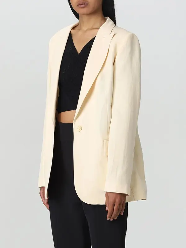 TWINSET Linen Blend Blazer - Ivory