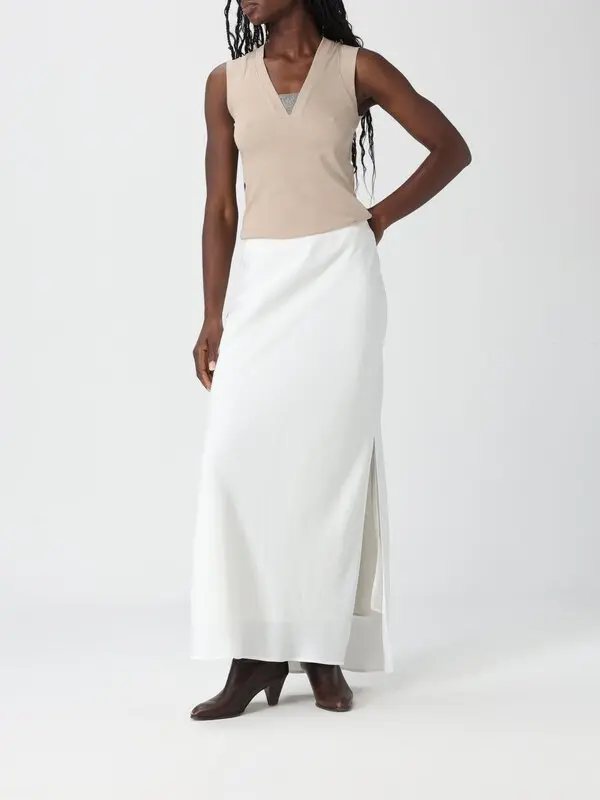 Brunello Cucinelli Sleeveless V-neck Top - Beige