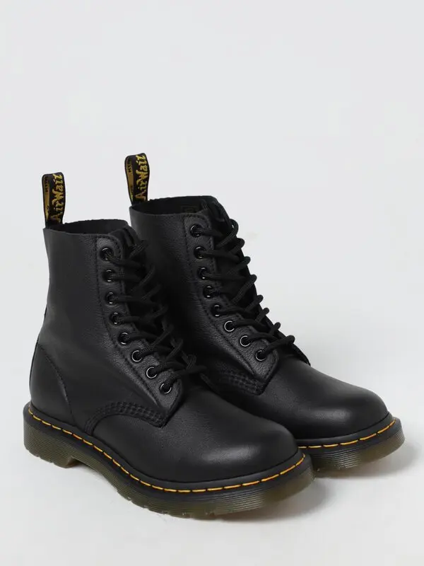 Dr. Martens 1460 Pascal Natural Grain Leather Combat Boots - Black